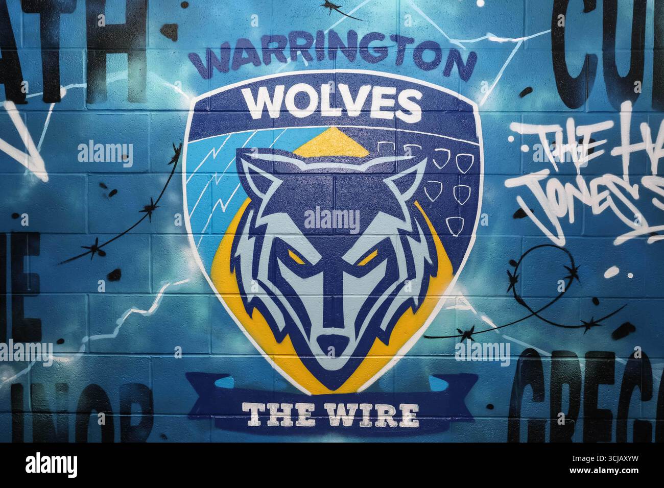 Warrington Wolves mural in the tunnel area during the Betfred Super ...