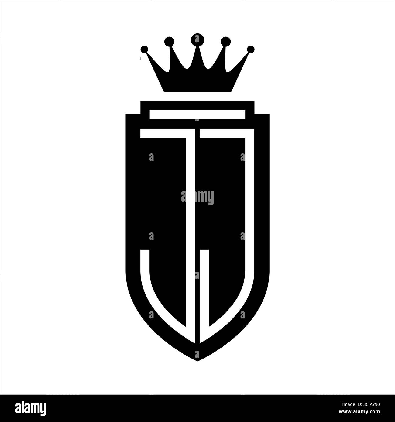 JJ Vector logo initials shield with royal crown minimalist, elegant ...