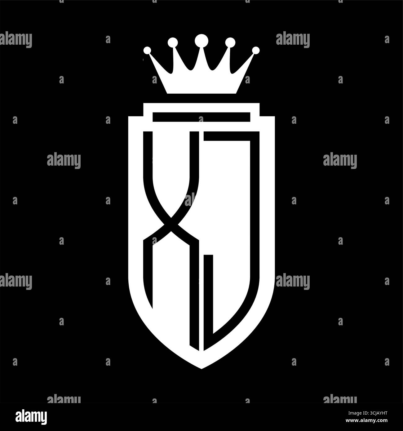 XJ Vector logo initials shield with royal crown minimalist, elegant ...