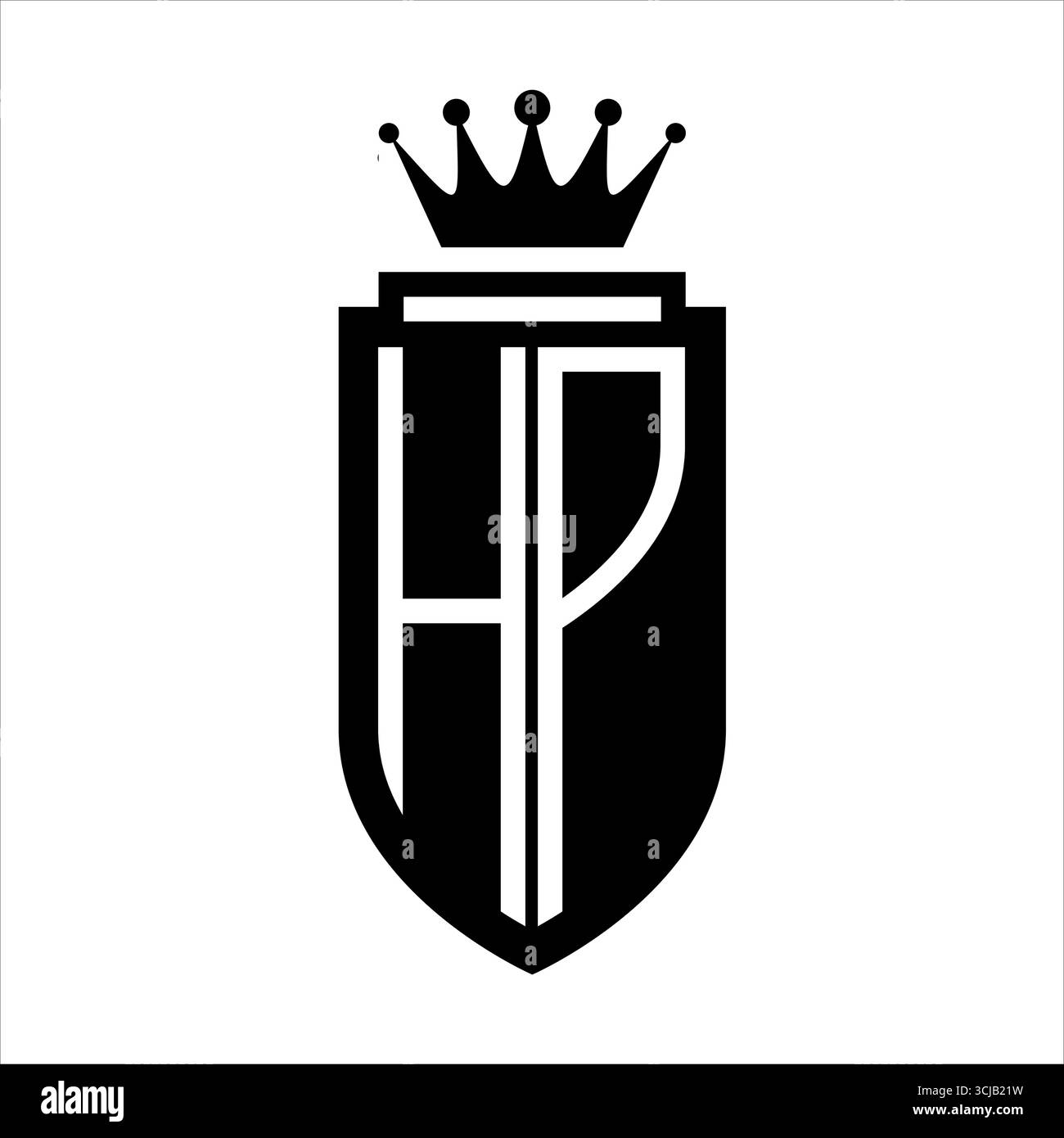 HP Vector logo initials shield with royal crown minimalist, elegant ...