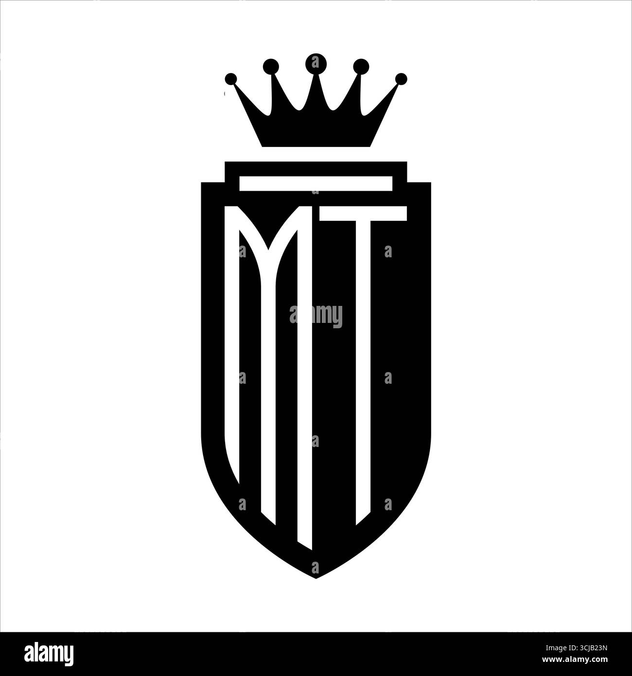 MT Vector logo initials shield with royal crown minimalist, elegant ...