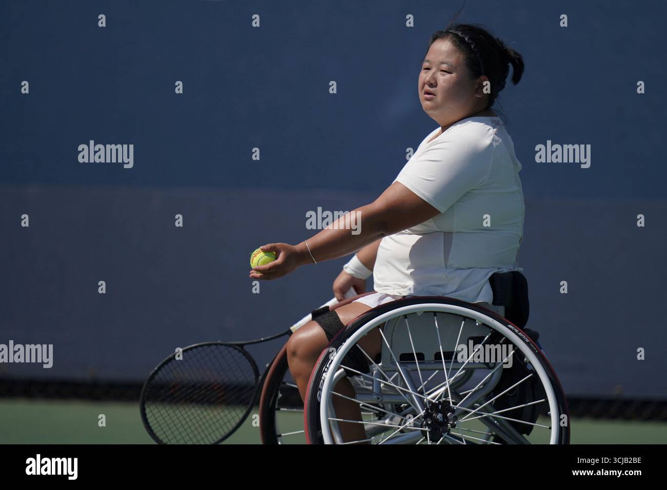 Ziying Wang of China during the wheelchair women's singles semifinals ...