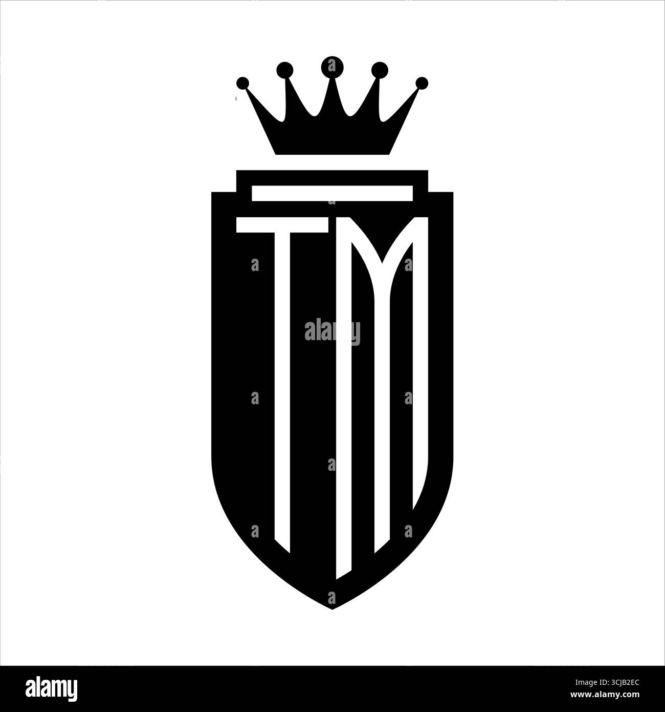 TM Vector logo initials shield with royal crown minimalist, elegant ...