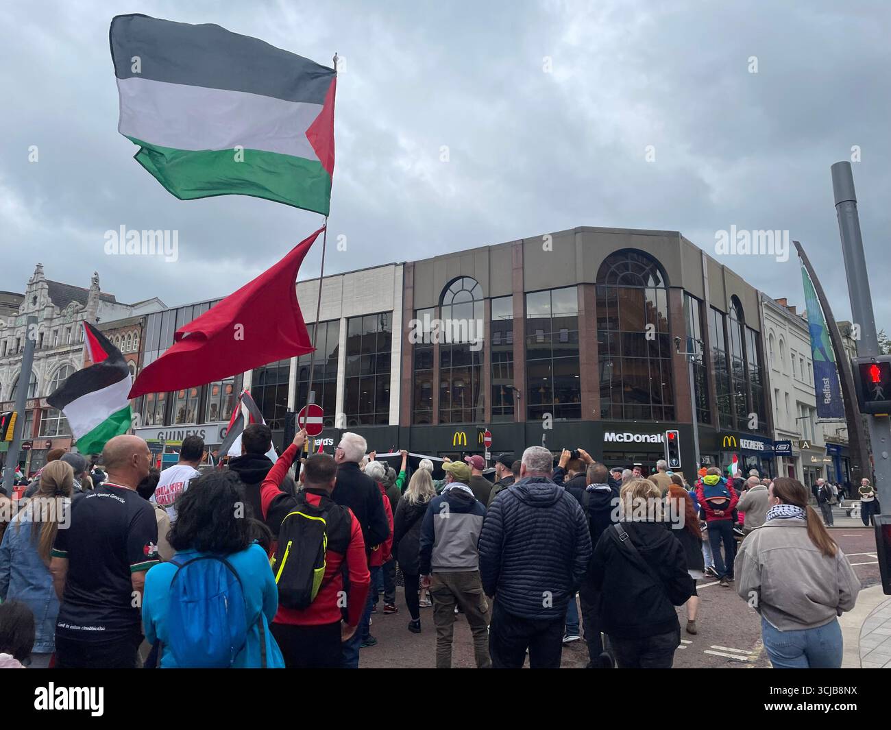 Crowd of pro palestine protesters march through belfast city centre on ...