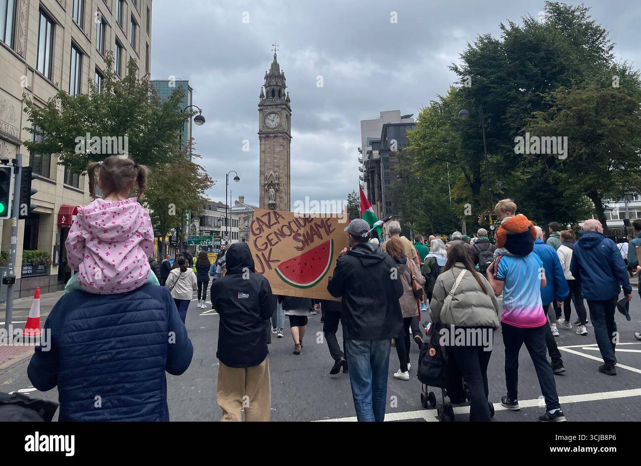 Crowd of pro palestine protesters march through belfast city centre on ...
