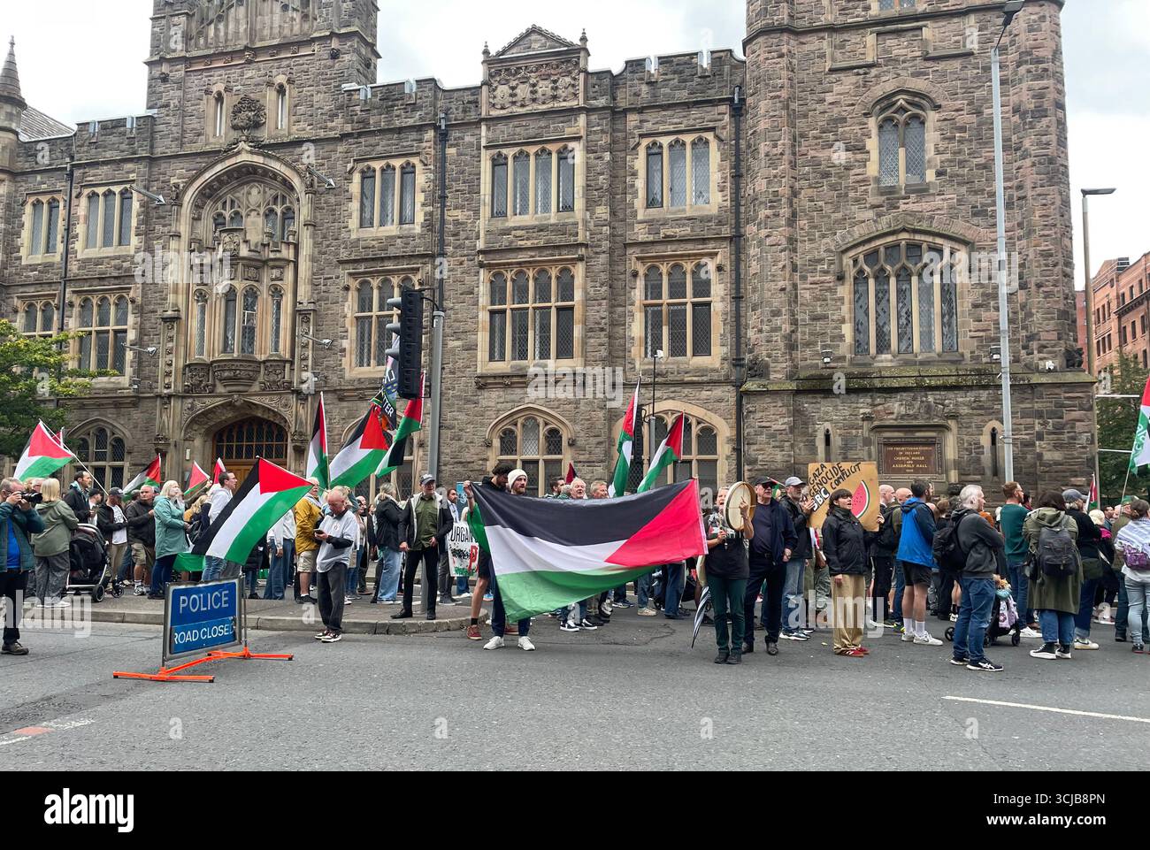 Crowd of pro palestine protesters march through belfast city centre on ...