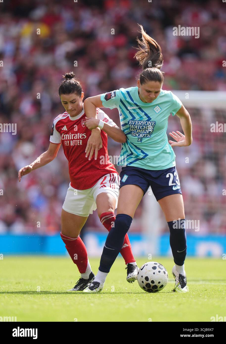 Arsenal’s Emily Fox (left) and London City Lionesses ' Isobel Goodwin ...