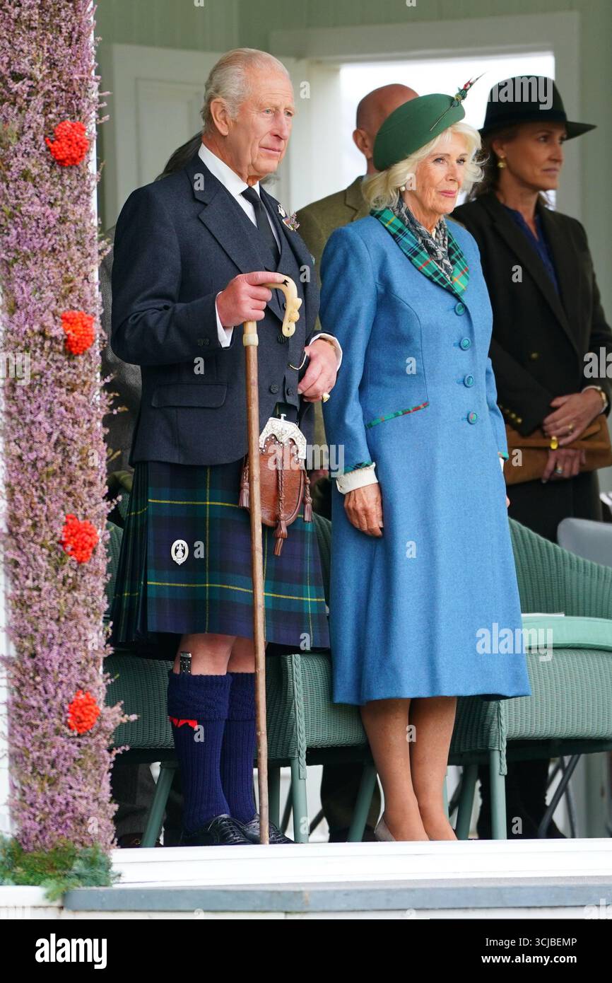 Braemar, Scotland, 6th. Sept, 2025. King Charles III and Queen Camilla ...