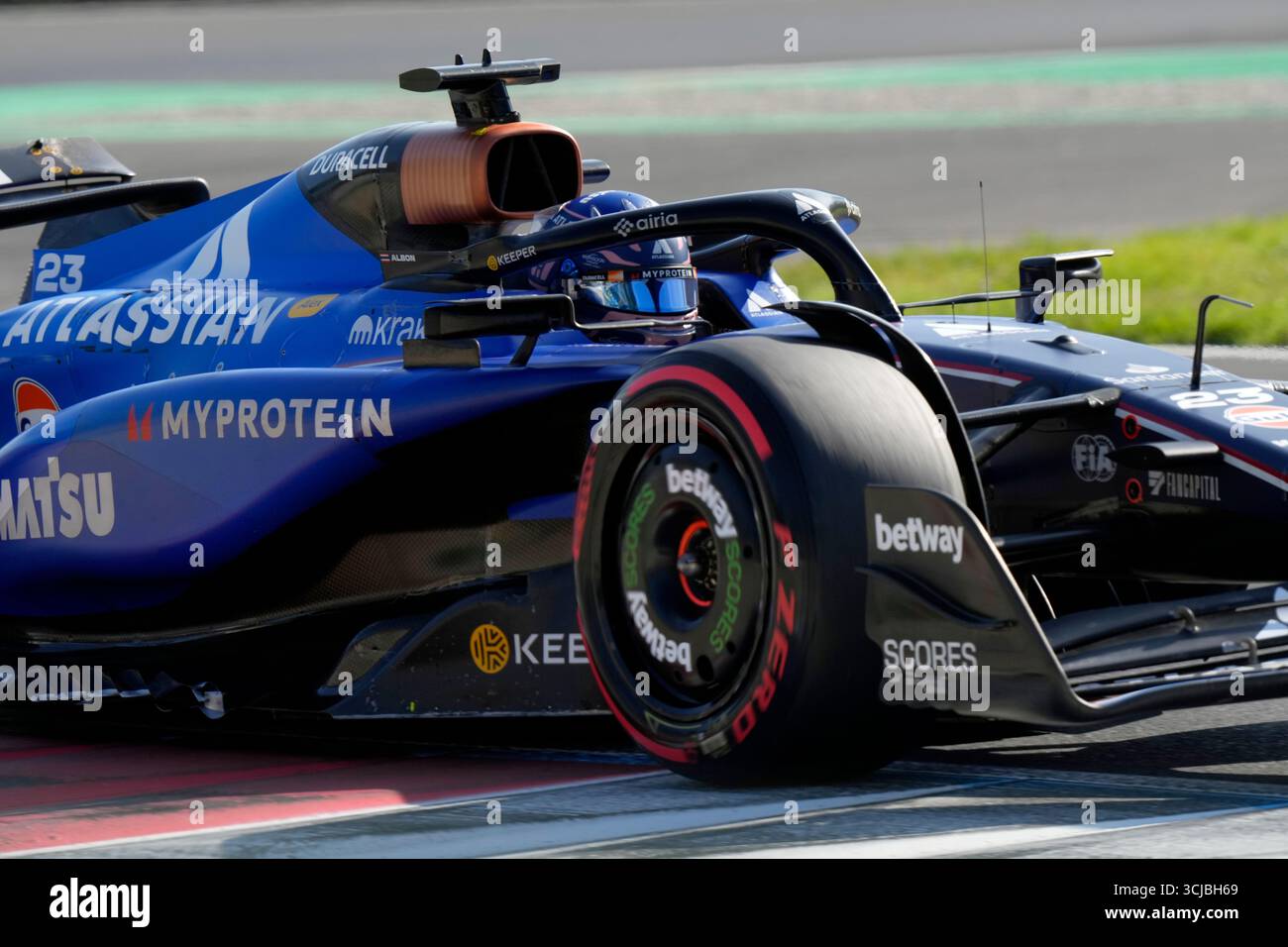 Williams driver Alexander Albon of Thailand steers his car during the ...