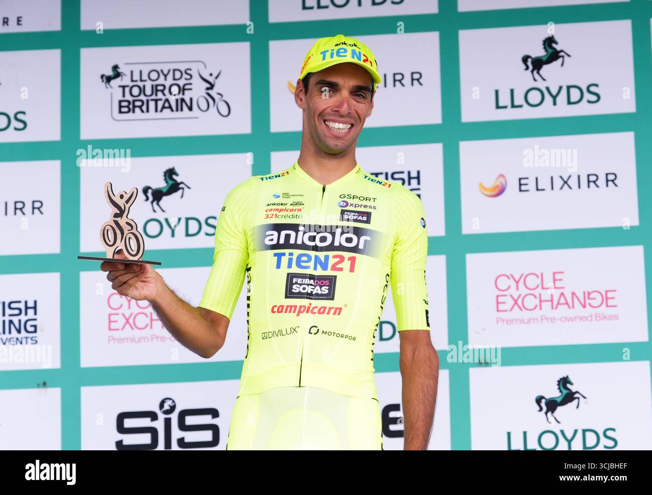Rafael Reis of Team Anicolor / Tien 21 following stage five of the 2025 Lloyds Tour of Britain ...
