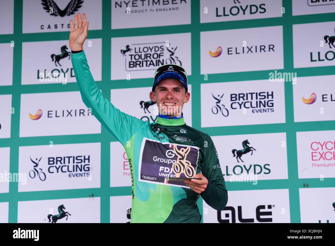 Romain Gregoire of Team Groupama - FDJ sporting the green jersey ...