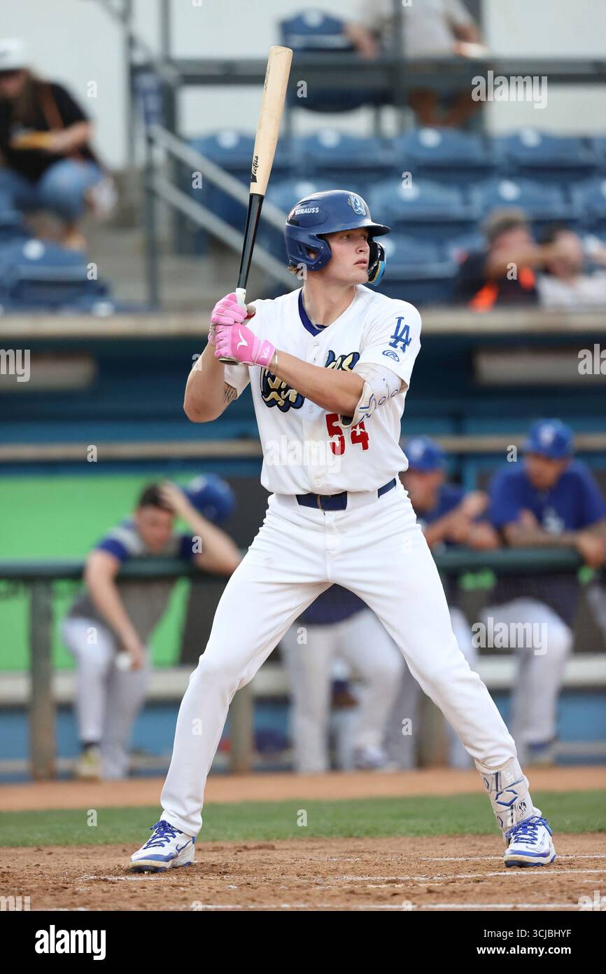 Chase Harlan (54) of the Rancho Cucamonga Quakes bats against the ...
