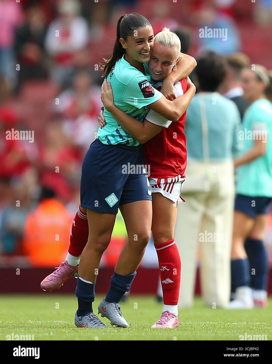 North London, England, September 06 2025: Jana Fernandez (2 London City Lionesses) and Beth Mead ...