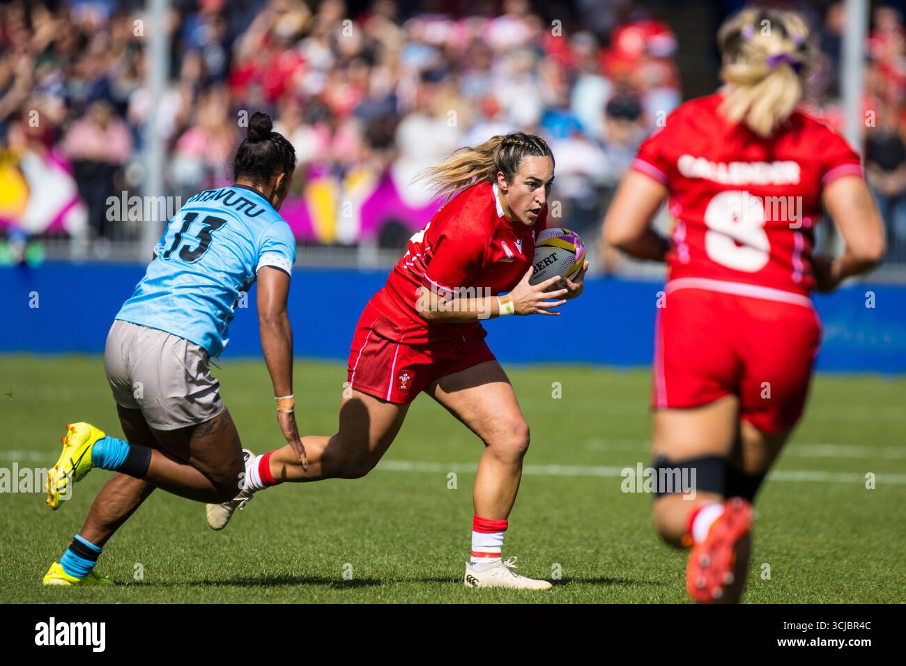 Courtney Keight (Centre – Wales and Sale Sharks) tries to find space ...