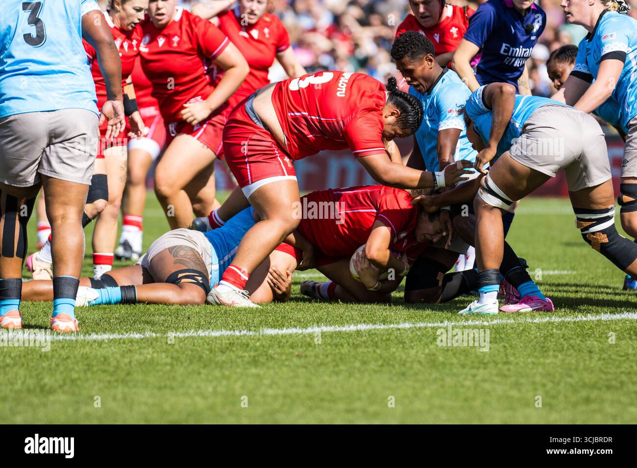 Sisilia Tuipulotu (Prop – Wales and Gloucester–Hartpury) tries to push ...