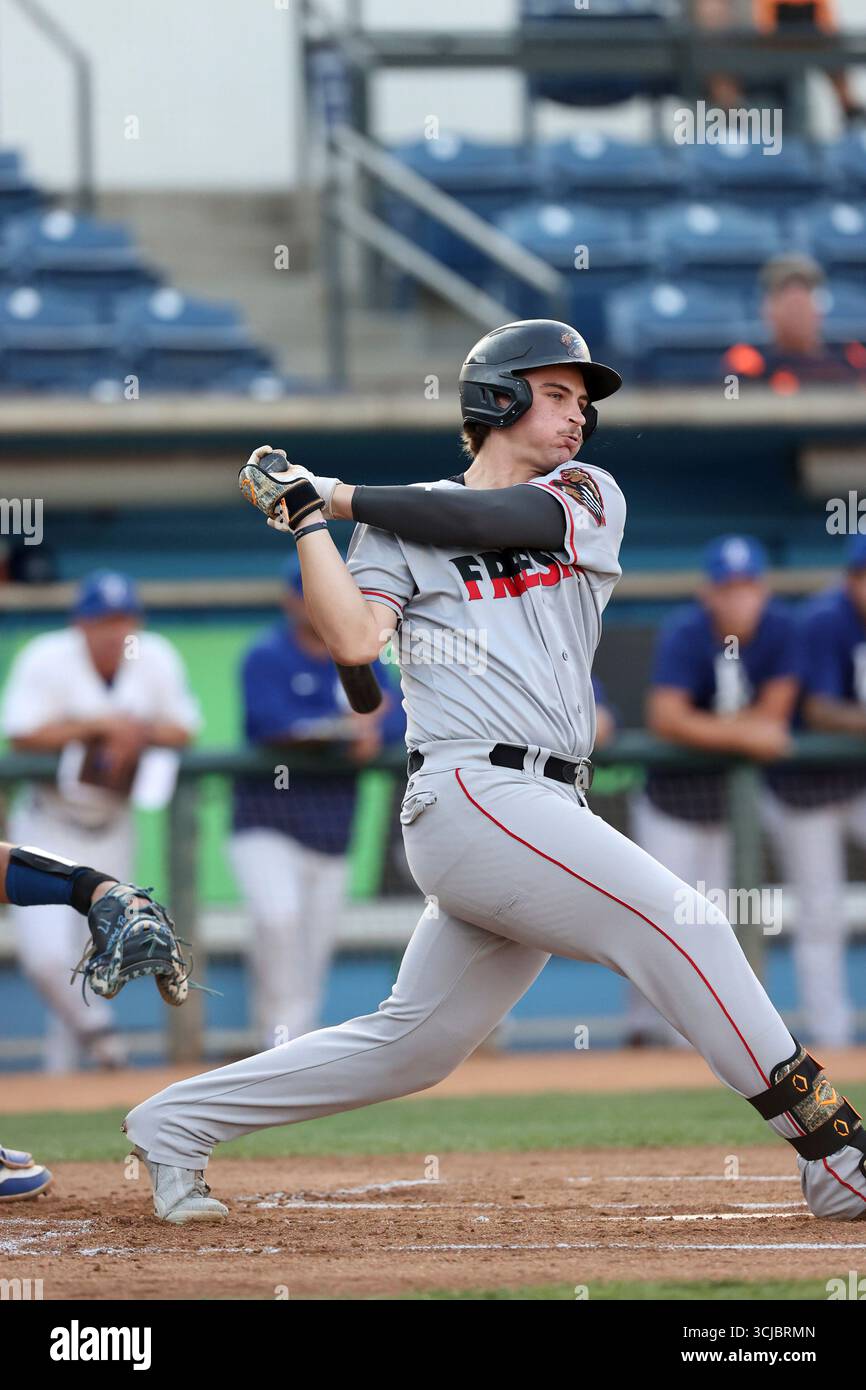 Tanner Thach (30) of the Fresno Grizzlies bats against the Rancho ...