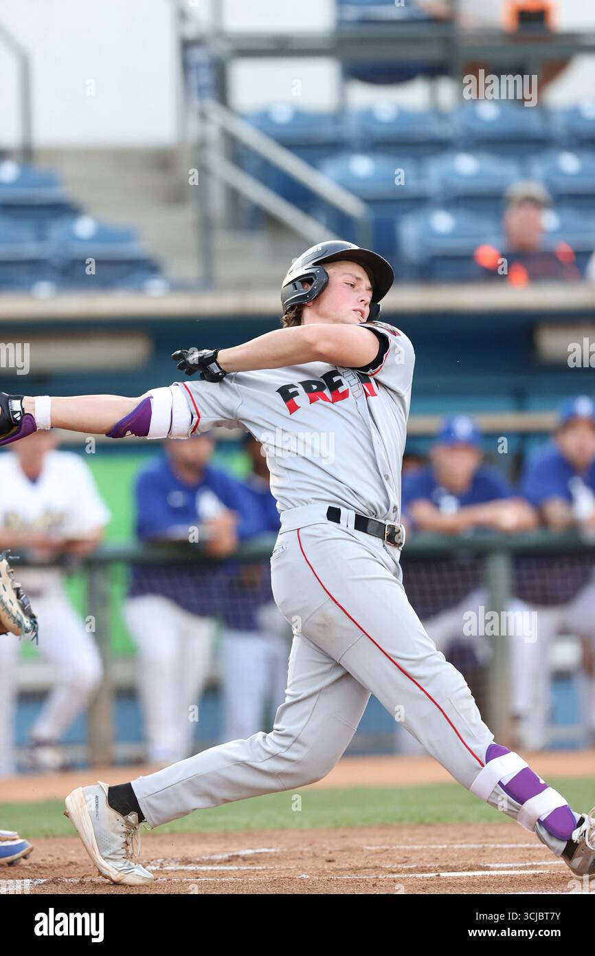 Ethan Holliday (18) of the Fresno Grizzlies bats against the Rancho ...