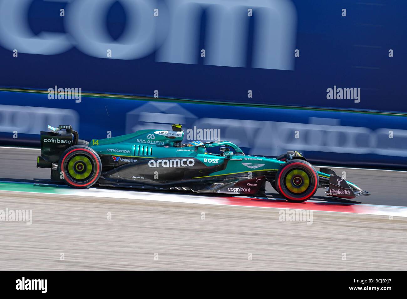 Fernando Alonso of Spain driving the (14) Aston Martin Aramco F1 Team ...