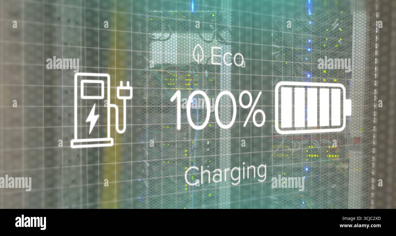 Displaying charging overlay over server racks in data center, with eco ...