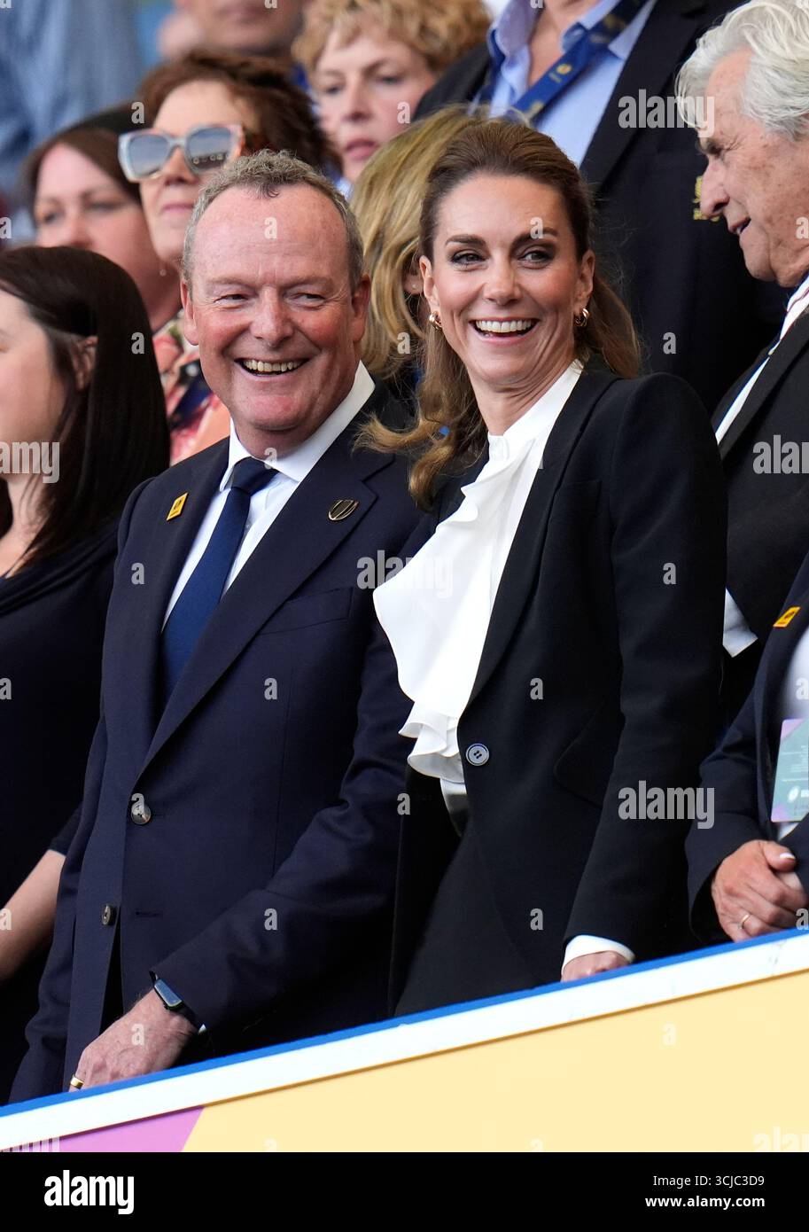 The Princess of Wales with Jonathan Webb, Vice-Chair of the Executive Board of World Rugby (left ...