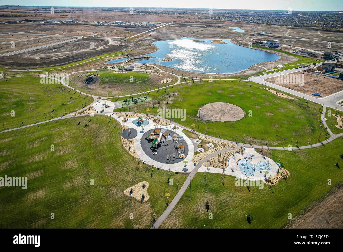 Aerial view of Brighton which is a neighbourhood in Saskatoon ...