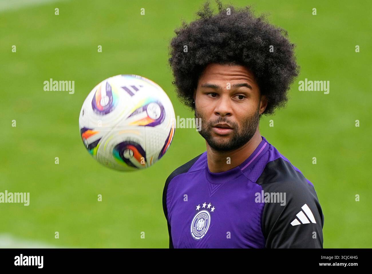 Germany's Serge Gnabry exercises during a training session at the ...
