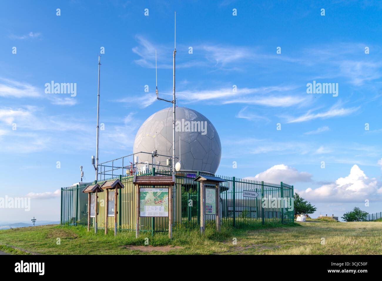 Radome building on the Wasserkuppe mountain in Rhön, Germany. It,s a ...