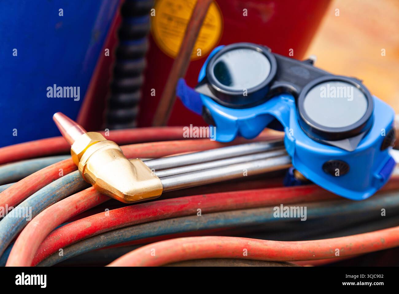 Equipment for gas cutting of metal. Gas burner, oxygen and acetylene ...