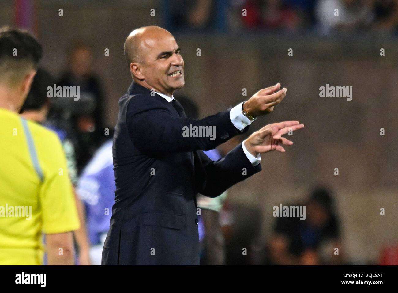 Portugal's head coach Roberto Martinez directs his players during a ...