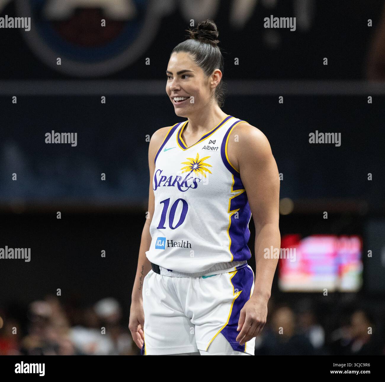 Sep 5, 2025; College Park, GA, USA; Kelsey Plum #10 and the Los Angeles Sparks take on the ...