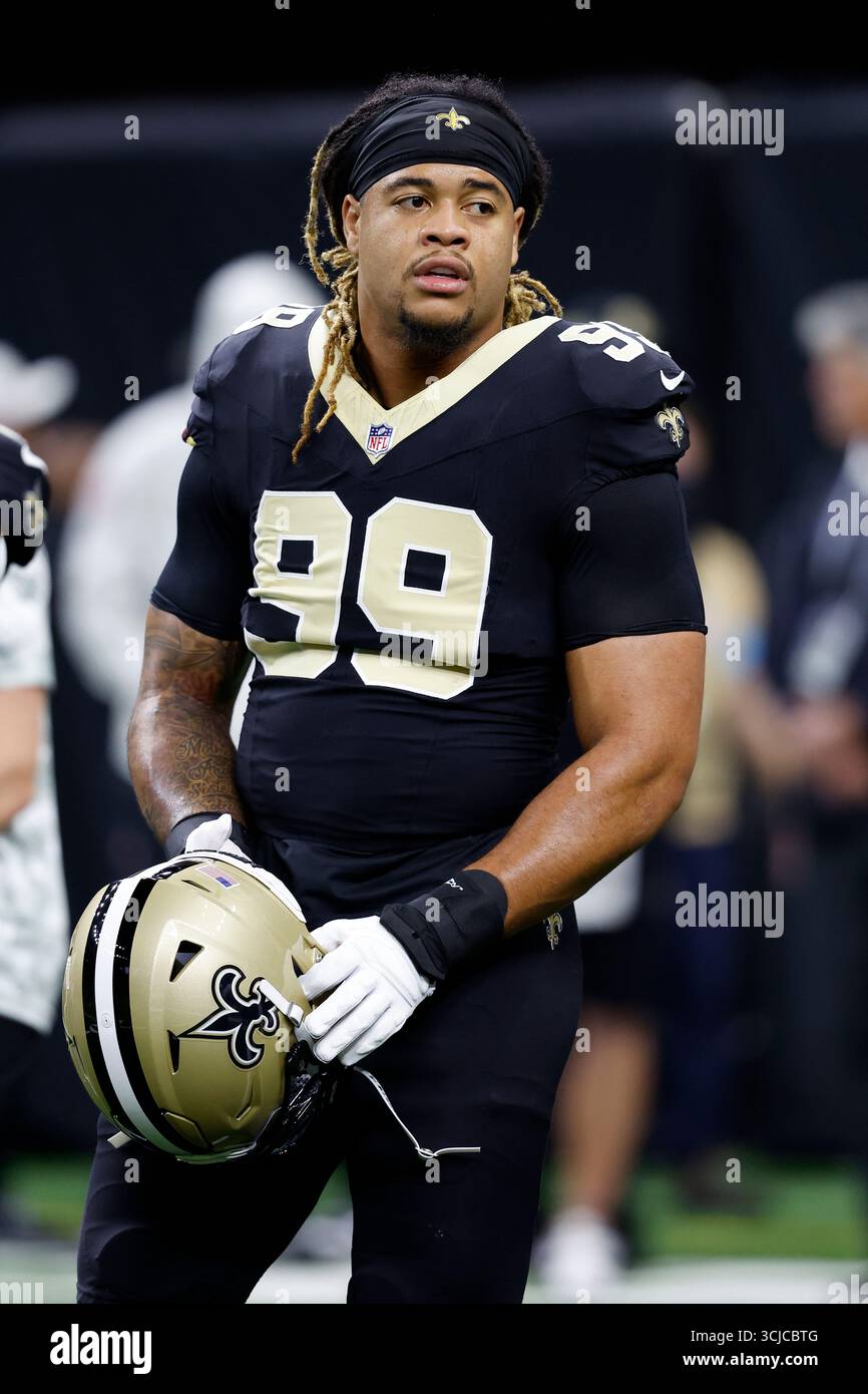 New Orleans Saints defensive end Chase Young (99) warms up before an ...