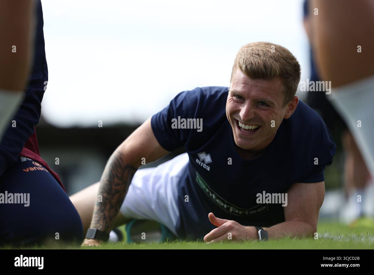 Jack Barham, of Chelmsford City, warming up before the match between ...