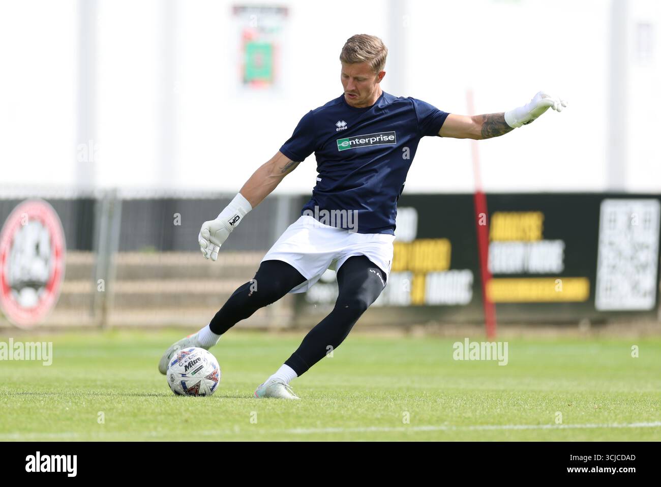 Chris Haigh, of Chelmsford City, warming up before the match between ...
