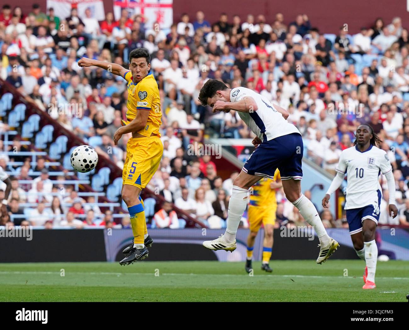 Birmingham, England, 6th September 2025. Declan Rice of England heads ...