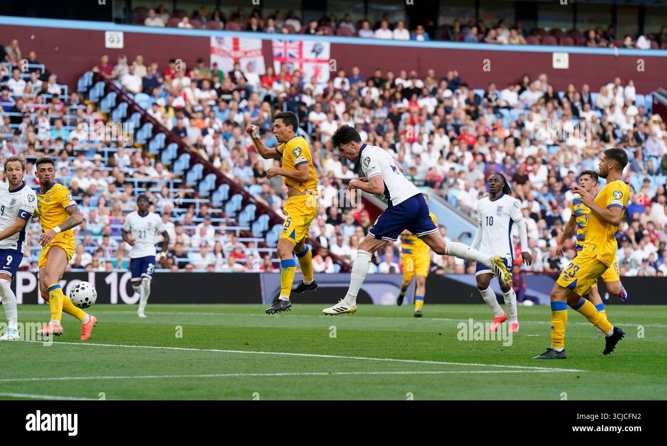 Birmingham, England, 6th September 2025. Declan Rice of England heads their second goal during ...