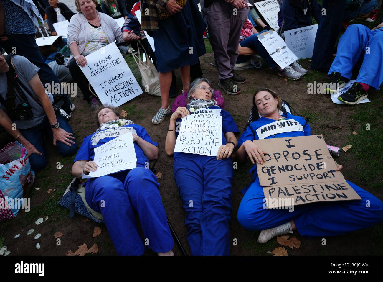 Protester take part in a Lift the Ban on Palestine Action protest ...