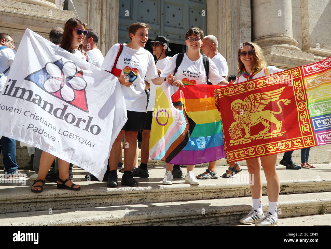 Hundreds of LGBTQ Catholics gather outside chiesa del Gesù church after ...
