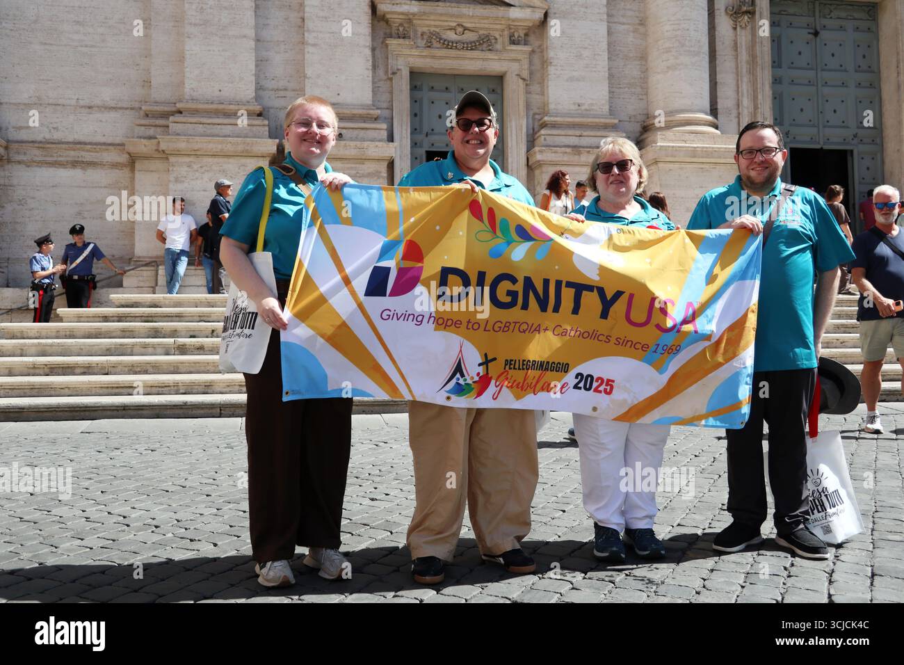 Hundreds of LGBTQ Catholics gather outside chiesa del Gesù church after ...