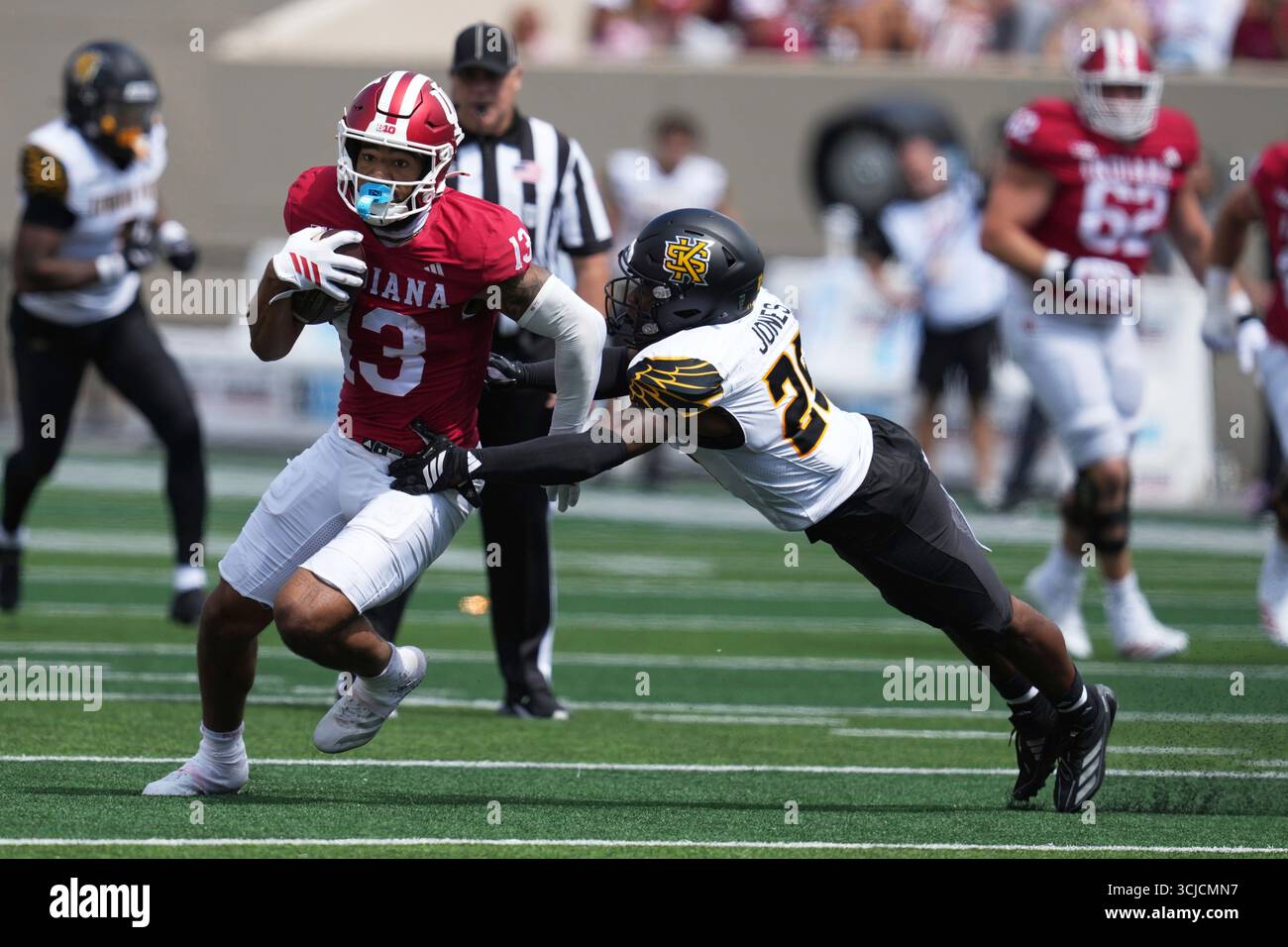 Indiana wide receiver Elijah Sarratt (13) runs past Kennesaw State ...