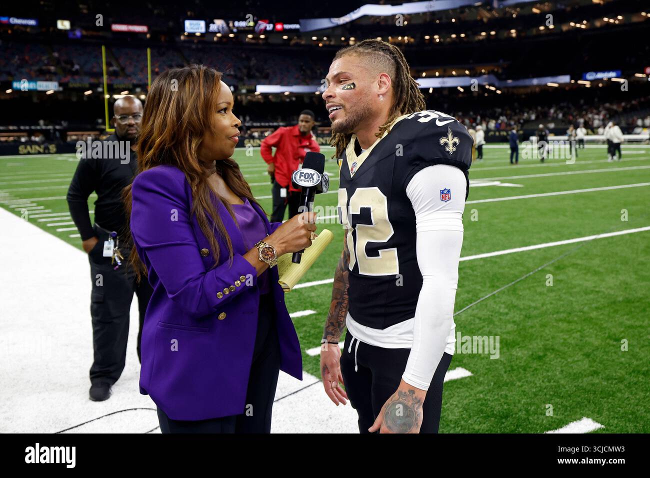 New Orleans Saints safety Tyrann Mathieu (32) is interviewed by FOX ...