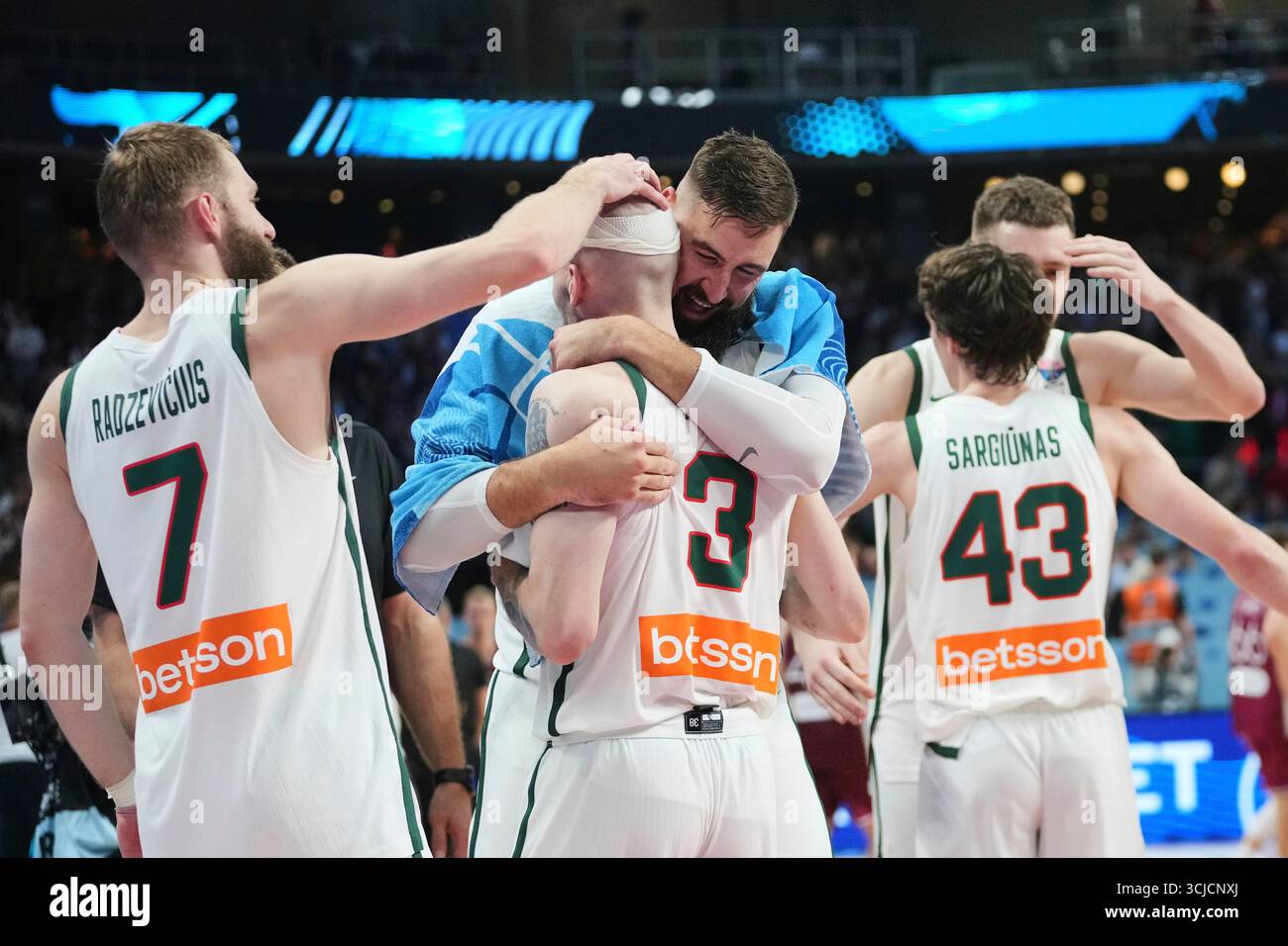 Lithuania players celebrate their victory at the Eurobasket, European ...