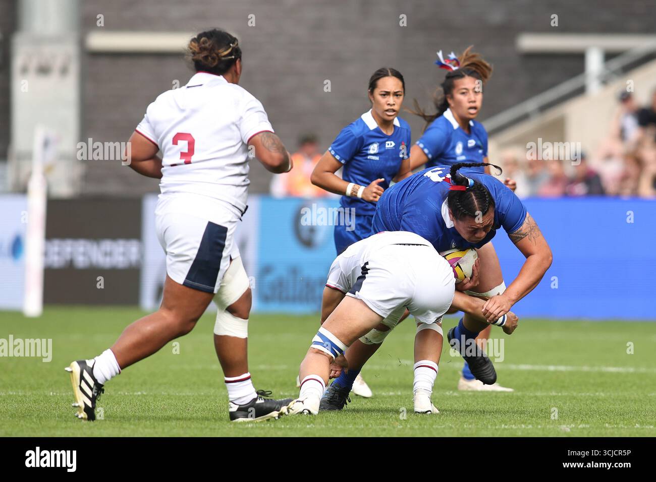 Tori Iosefo Of Samoa carries the ball into contact during the Women’s ...