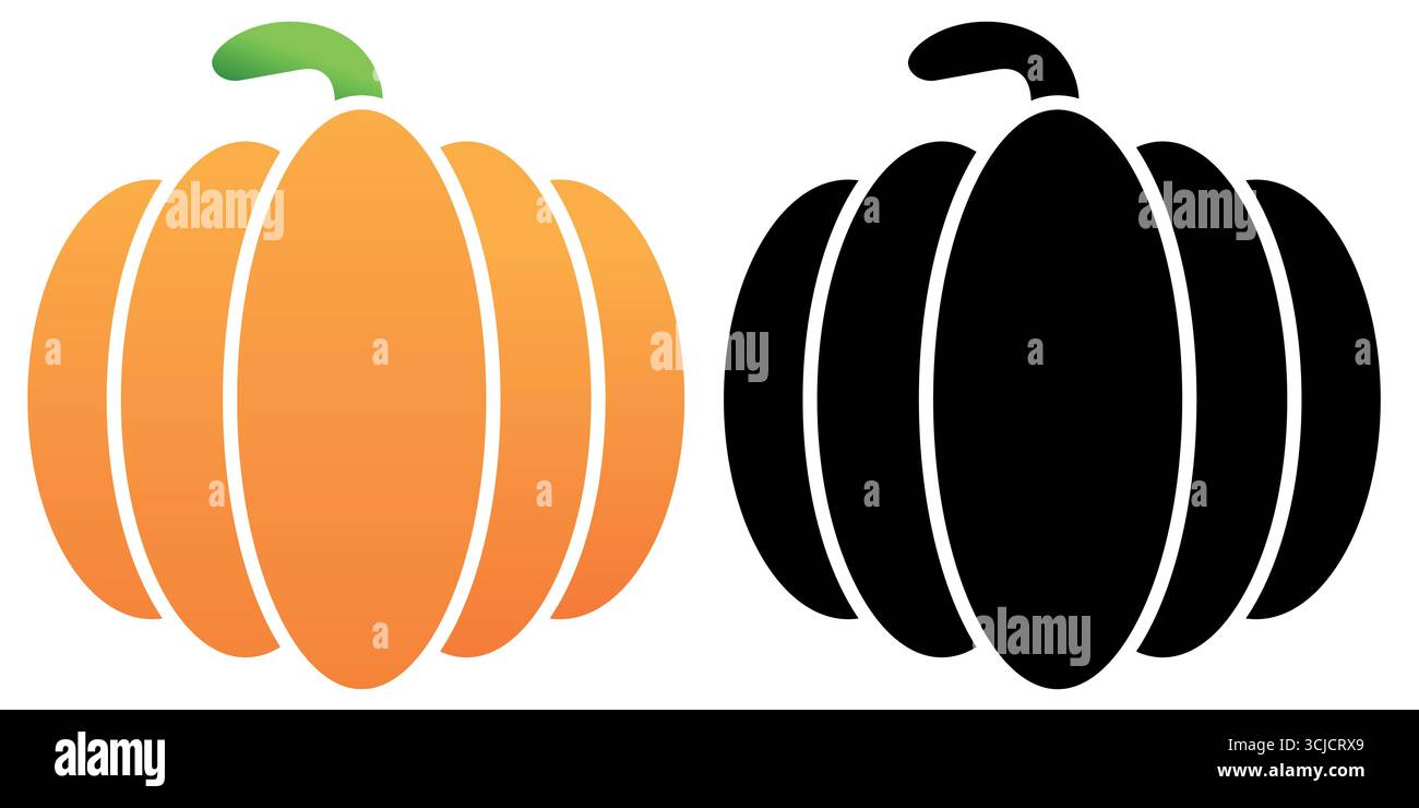 Pumpkin halloween design element, jack o lantern in coiour and black ...