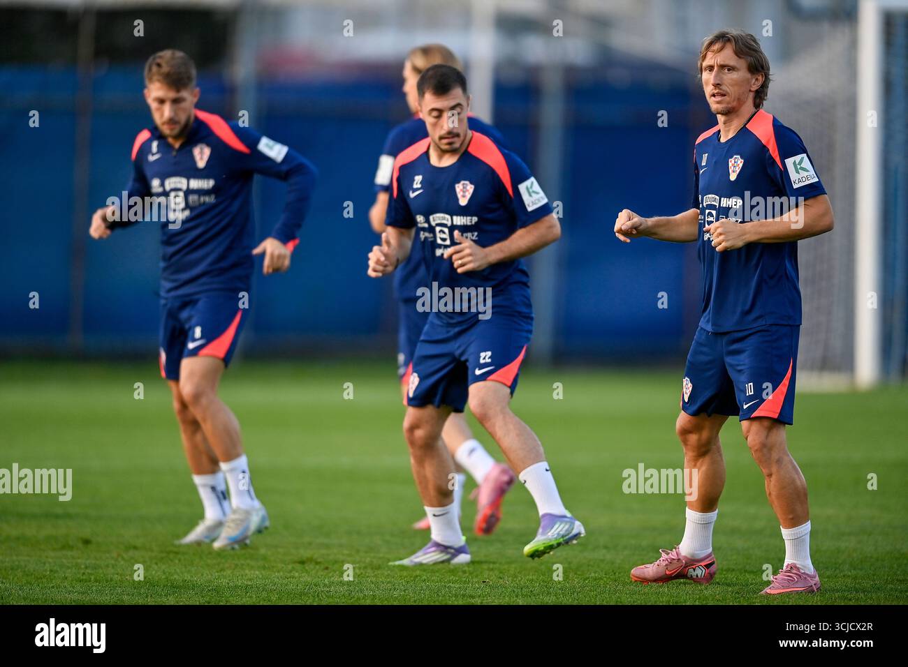 Josip Juranovic and Luka Modric of Croatia during the training session at Maksimir Stadium in ...