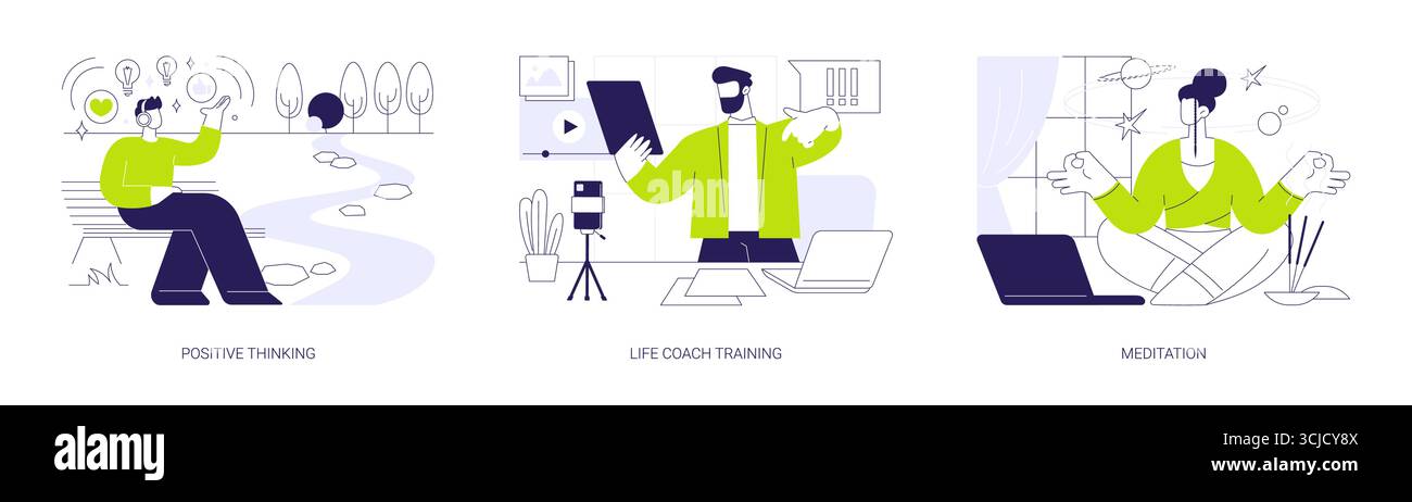 Self-improvement coaching isolated cartoon vector illustrations se ...
