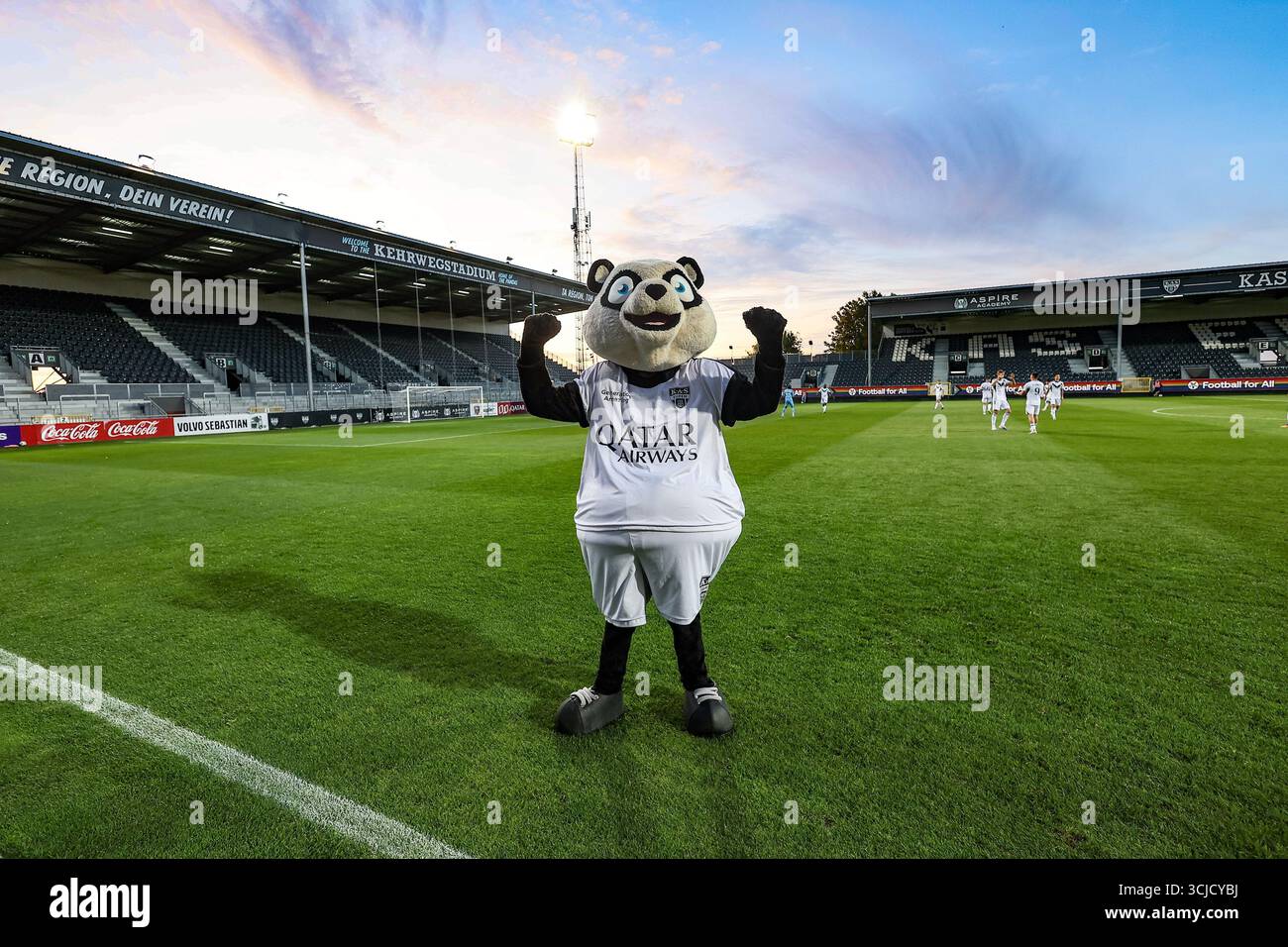 Eupen's mascot Eupi pictured at the start of a soccer game between KAS ...