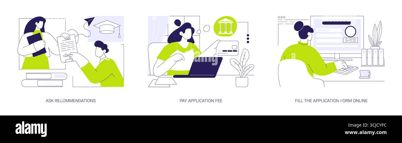 College application isolated cartoon vector illustrations se Stock ...