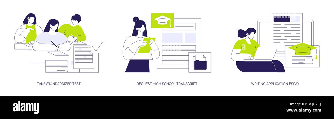 College admission process isolated cartoon vector illustrations se ...