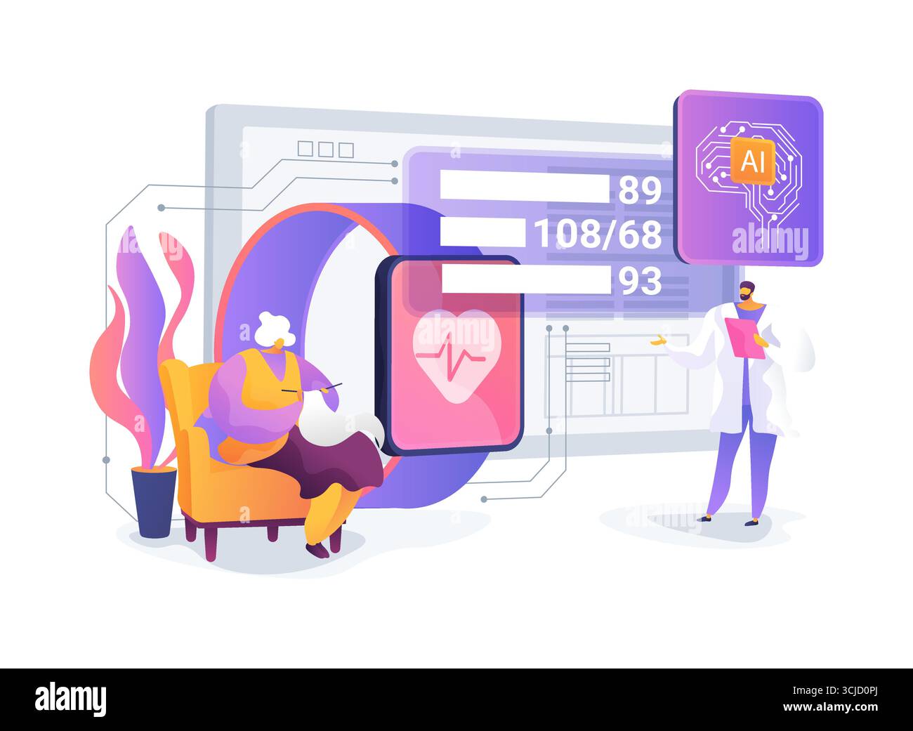 AI-Integrated Remote Vital Sign Monitoring abstract concept vector ...