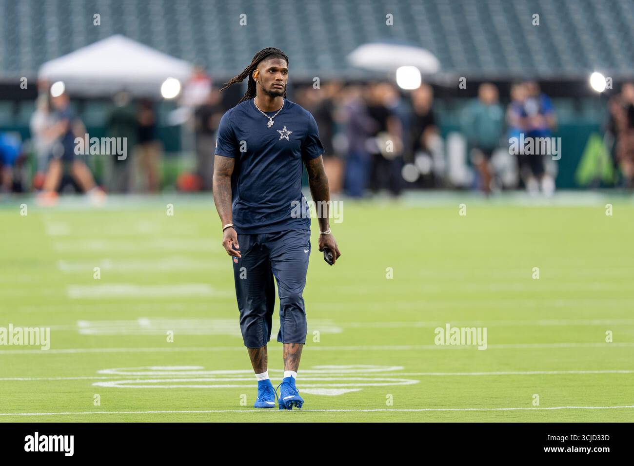 Dallas Cowboys wide receiver CeeDee Lamb looks on during warm-ups prior ...
